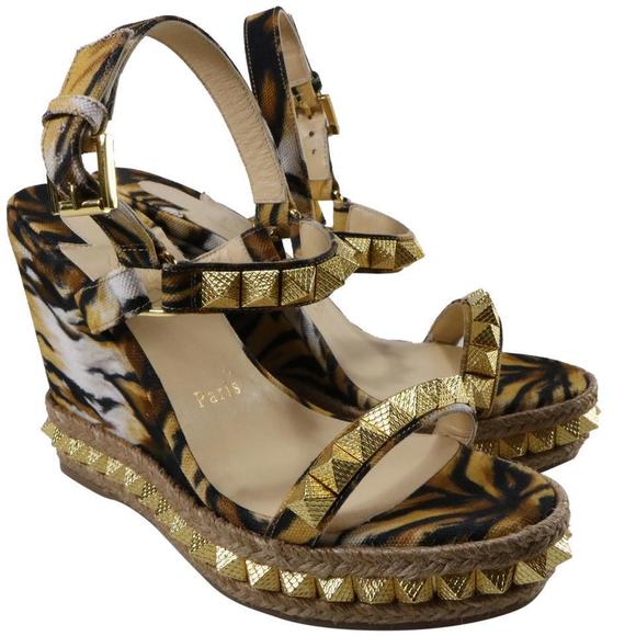 Christian Louboutin | Shoes | Pyraclou 1mm Bengale Tiger Stripe Wedge ...